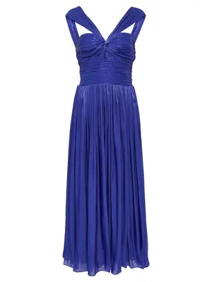Costarellos Cavana Lurex Georgette Midi Dress - Blue