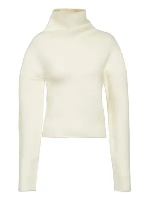 THE ROW Enoch Asymmetric Merino Wool Turtleneck Sweater - White