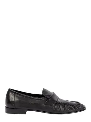 THE ROW Soft Leather Loafers - Black