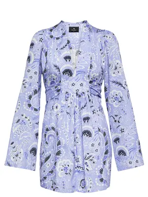Etro Printed Cotton-blend Minidress - Blue