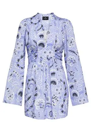 Etro Printed Cotton-blend Minidress - Blue