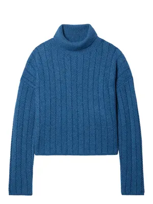 ALTUZARRA Altuzarra Terence Herringbone Cashmere Turtleneck Sweater