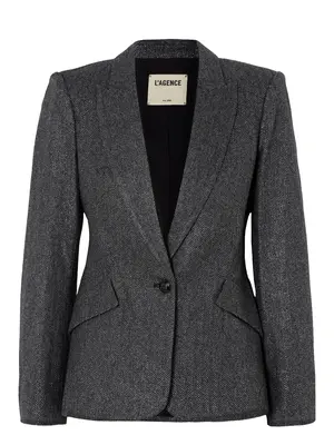 L'Agence Chamberlain Metallic Herringbone Blazer - Gray