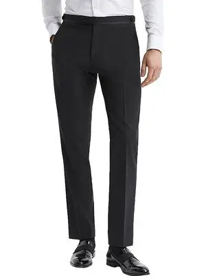 REISS Poker Satin Trim Tuxedo Pants - Black