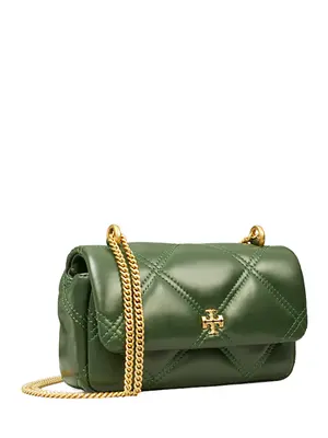 Tory Burch Mini Kira Diamond Quilt Flap Bag Basil
