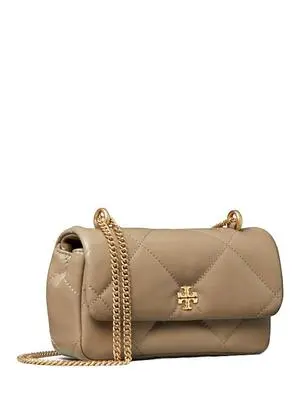 Tory Burch Mini Kira Diamond Quilt Flap Bag Taupe Oak