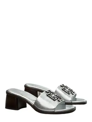 Tory Burch Ines Heeled Mule Silver