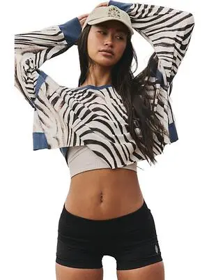 Free People Printed Layer Top - Zebra Ivory Combo