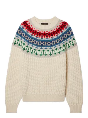 Loro Piana Noel Fair Isle Cable-knit Cashmere Sweater - Multi
