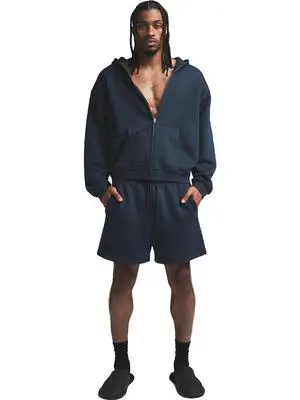 SKIMS Fleece Lounge Relaxed Zip Up Hoodie - Navy