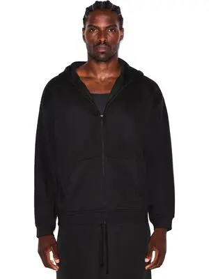 SKIMS Fleece Lounge Relaxed Zip Up Hoodie - Washed Onyx