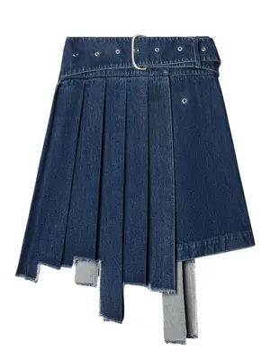 Off-White Pleated Denim Skirt - Blue