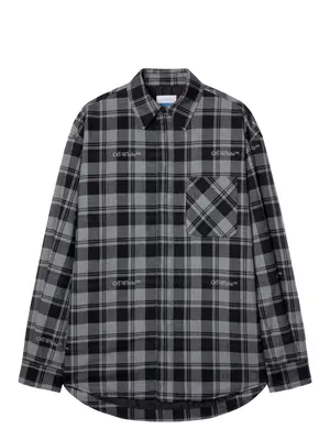 Off-White Logo-embroidered Checked Padded Shirt Grey