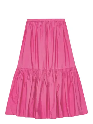 GANNI Ruffled Organic-cotton Midi Skirt - Pink