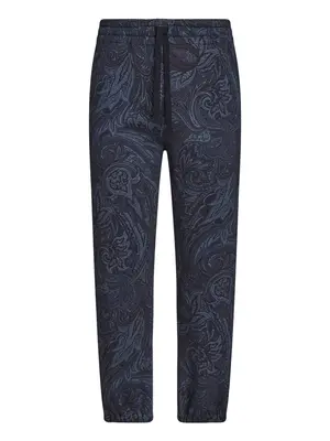 Etro Paisley-print Cotton Track Pants - Blue