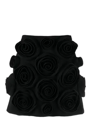 Viktor & Rolf Rose-appliqué Miniskirt - Black
