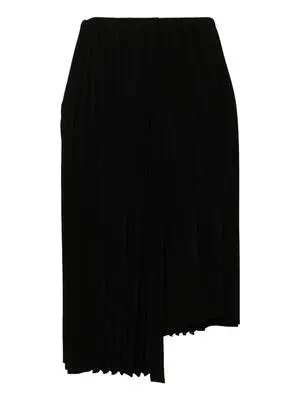 Saint Laurent Pleated Midi Skirt - Black