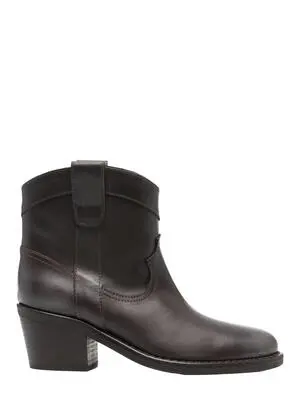 VIA ROMA 15 Texan 65mm Leather Ankle Boots - Brown