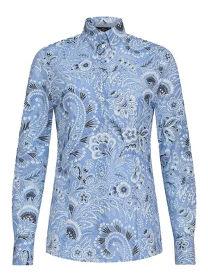 Etro Paisley-print Cotton-silk Blend Shirt - Blue
