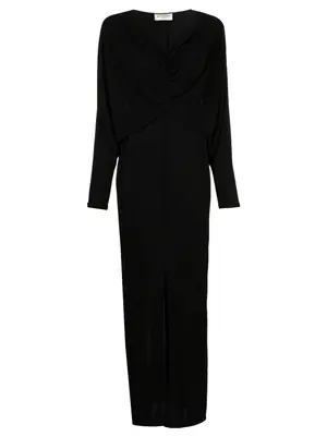 Saint Laurent Draped Maxi Dress - Black