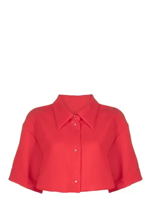Viktor & Rolf Crepe Cropped Shirt - Red