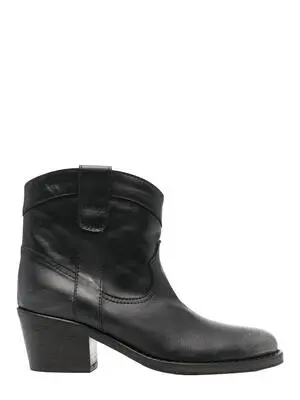 VIA ROMA 15 Texan 60mm Leather Ankle Boots - Black