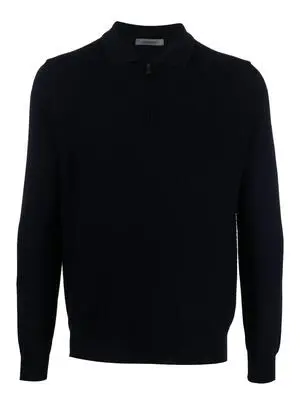 Corneliani Fine-knit Virgin Wool Polo Shirt - Blue