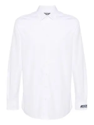Moschino Logo-embroidered Cotton Shirt - White