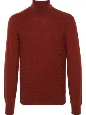 Corneliani Embossed Virgin Wool Jumper - Red