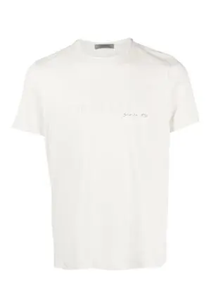 Corneliani Logo-embroidered Crew-neck T-shirt - Neutrals
