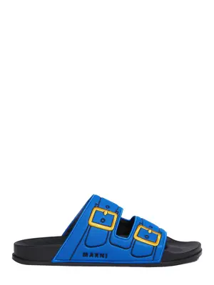 Marni Embroidered Slip-on Slides - Blue