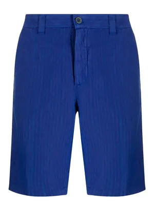 120% Lino Striped Bermuda Shorts - Blue