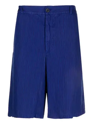 120% Lino Linen Bermuda Shorts - Blue