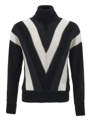 Saint Laurent Graphic-print Wool Jumper - Black