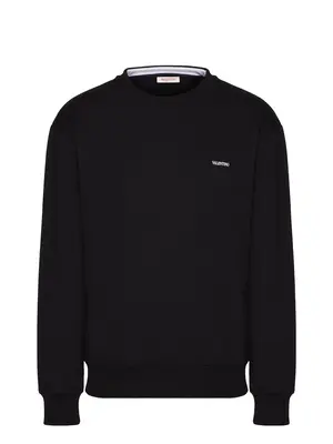 Valentino Garavani Logo-print Cotton Sweatshirt - Black