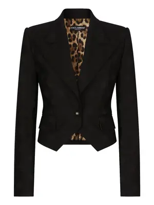 Dolce & Gabbana Monogram Jacquard Single-breasted Blazer - Black