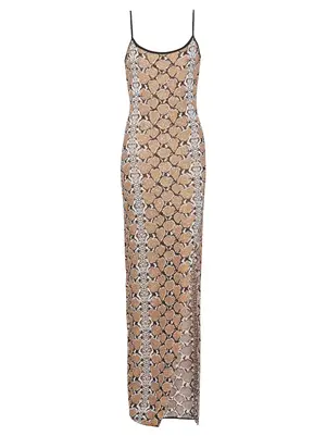 Balmain Python-jacquard Glittered Maxi Dress - Brown