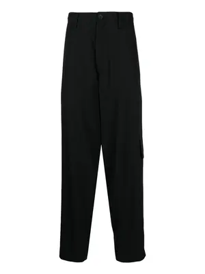 Yohji Yamamoto Tapered-leg Wool Trousers - Black