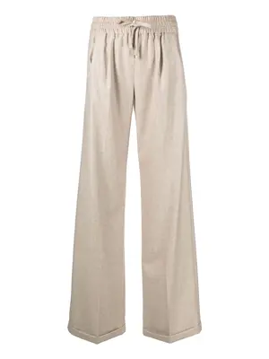 Kiton Wide-leg Cashmere Trousers - Brown