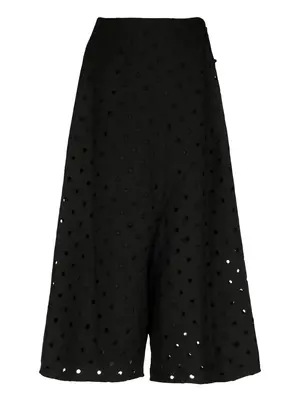 Y’s Polka Dot Gabardine Cropped Trousers - Black