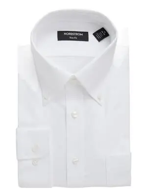 Nordstrom Trim Fit Royal Oxford Solid Dress Shirt - White Royal Oxford