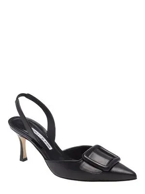 Manolo Blahnik Maysli Buckle Slingback Pumps - Black