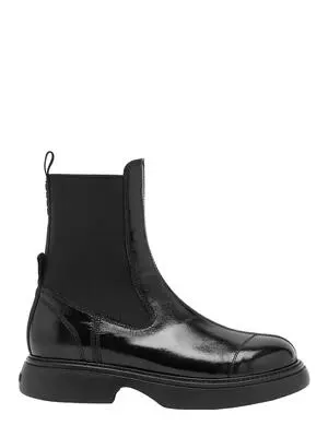 GANNI Patent Faux Leather Chelsea Boots - Black