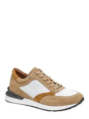 JOHNSTON & MURPHY COLLECTION Briggs Perfed Lace-up Sneakers - Taupe/brown/white Italian