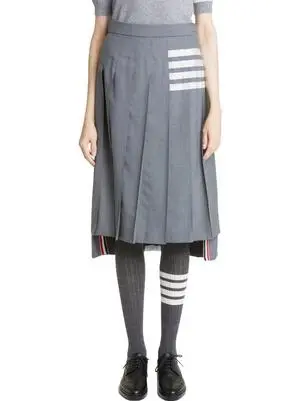 Thom Browne Drop Back Pleated Wool Skirt - Medium Grey