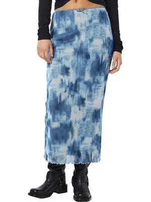 NOISY MAY Noisy May Lucia Printed Mesh Maxi Skirt Bright White Aop Blu