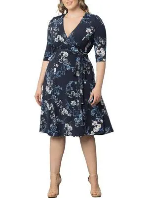 KIYONNA Signature A-line Wrap Dress - French Blue Garden