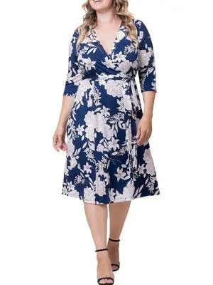 KIYONNA Signature A-line Wrap Dress - Lily And Peony Print