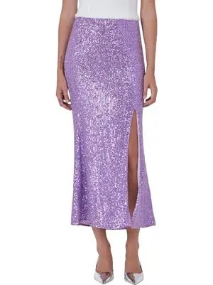 Endless Rose Sequin Midi Skirt - Purple