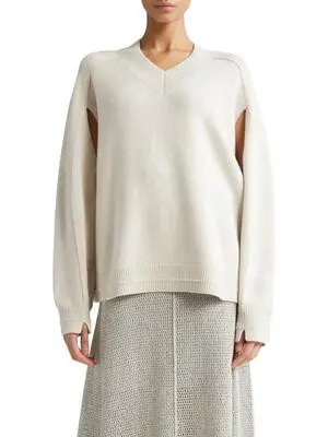 Maria Mcmanus Cape Sleeve Organic Cotton & Recycled Cashmere Sweater - Crema